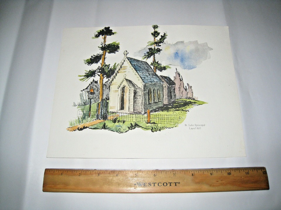 Print of St Luke Episcopal Church Laurel Hill by Ava Ulmer Size 8.5x11 ...