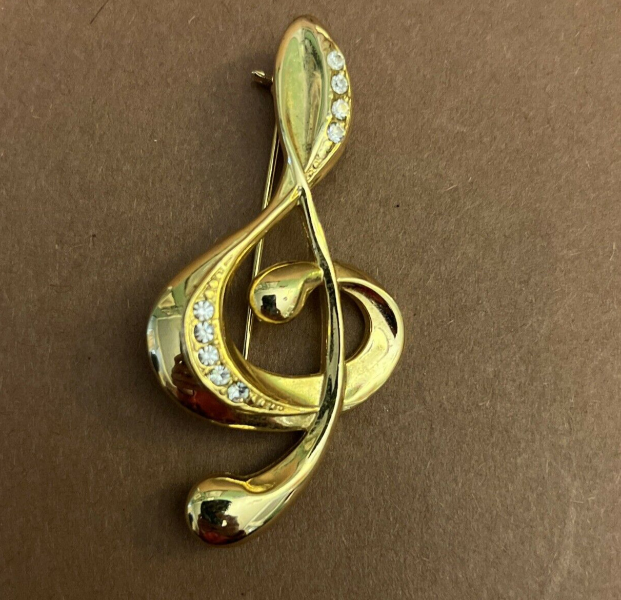 Gold Tone Treble Clef Musical Note with Rhinestones … - Gem