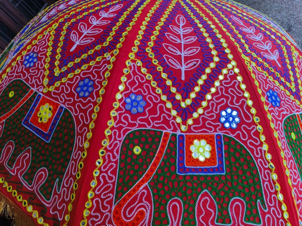 Handicrafted Embroidered Garden Outdoor Umbrella, Beach Umbrella, Patio ...