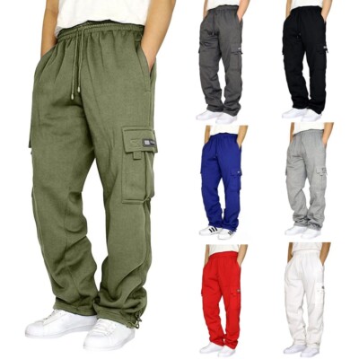 Mens Joggers Pants Tracksuit Bottoms Loose Trouse Jogging r Straight ...