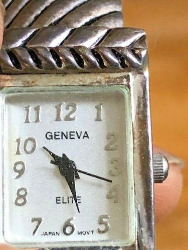 Vintage Rare Geneva Elite #850 Covered Dial Quartz Ladies Gemmed Bangle ...