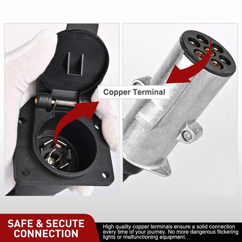 Nilight 7 Pin Round to 7 Way RV Blade Trailer Adapter Connector Wiring ...