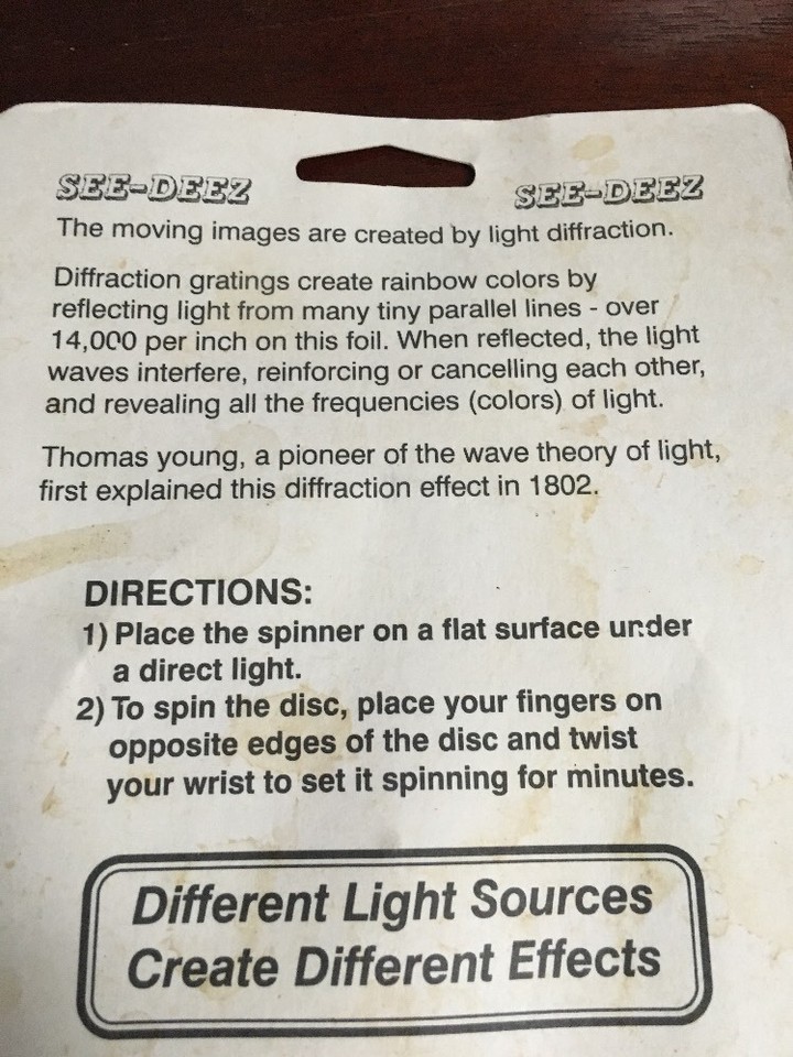 See-Deez Light Diffracting Spinner Disc (Vintage )RARE #1-VERY RARE ...