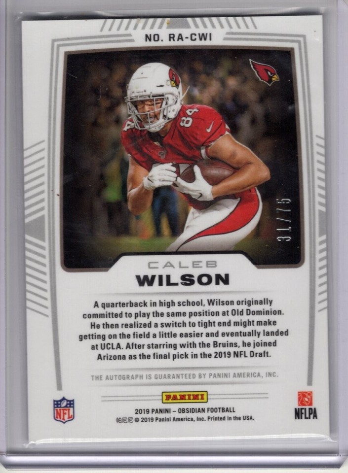 2019 Panini Obsidian Football Caleb Wilson RA-CWI RC Autograph Orange ...