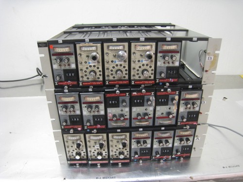 3 Endevco 4948 control racks with 12 signal conditioners 2775A and 5 ...