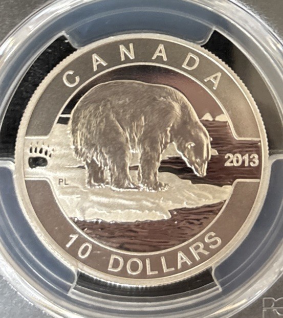 2013 Canada $10 Polar Bear PCGS PF 70 Deep Cameo Matte Beautiful Silver ...