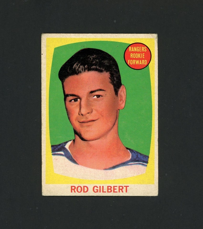 1961-62 TOPPS HOCKEY ROD GILBERT #62 ROOKIE RC + 1970-71 OPC GILBERT ...