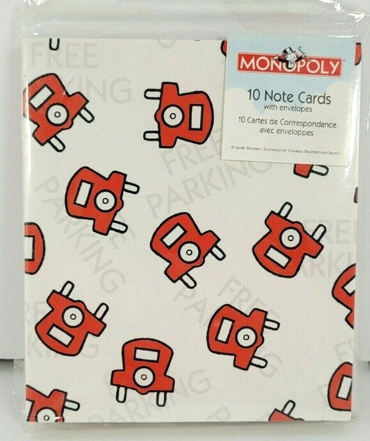 2006 Hasbro Monopoly 10 Note Cards With Envelopes Stationary Parking ...