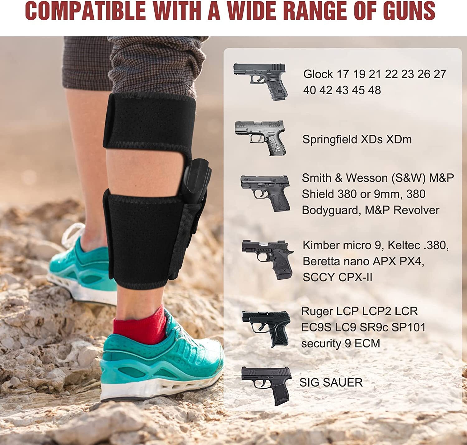 Tactical Ankle Holster Right Left Concealed Calf Ankle Holster for ...
