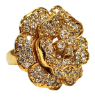 NEW UTC Gold Over 925 Sterling Silver Pave Cubic Zirconia Rose Flower ...