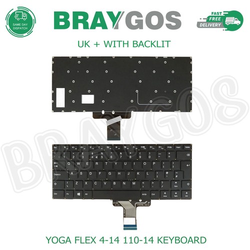 Replacement For Lenovo Yoga Flex 4-14 110-14 UK Laptop Keyboard With ...