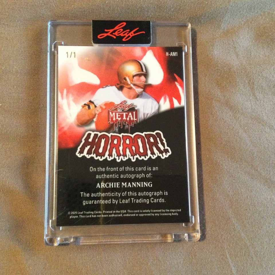 🏈ARCHIE MANNING☠️2025 Leaf Metal🎃 Halloween Auto ️Prismatic Ghosts👻 #1/ ...