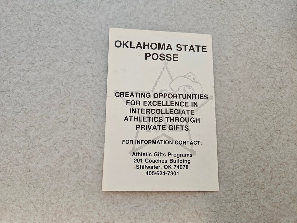 ES23 Oklahoma State University 1982 Football Pocket Schedule - OSU ...
