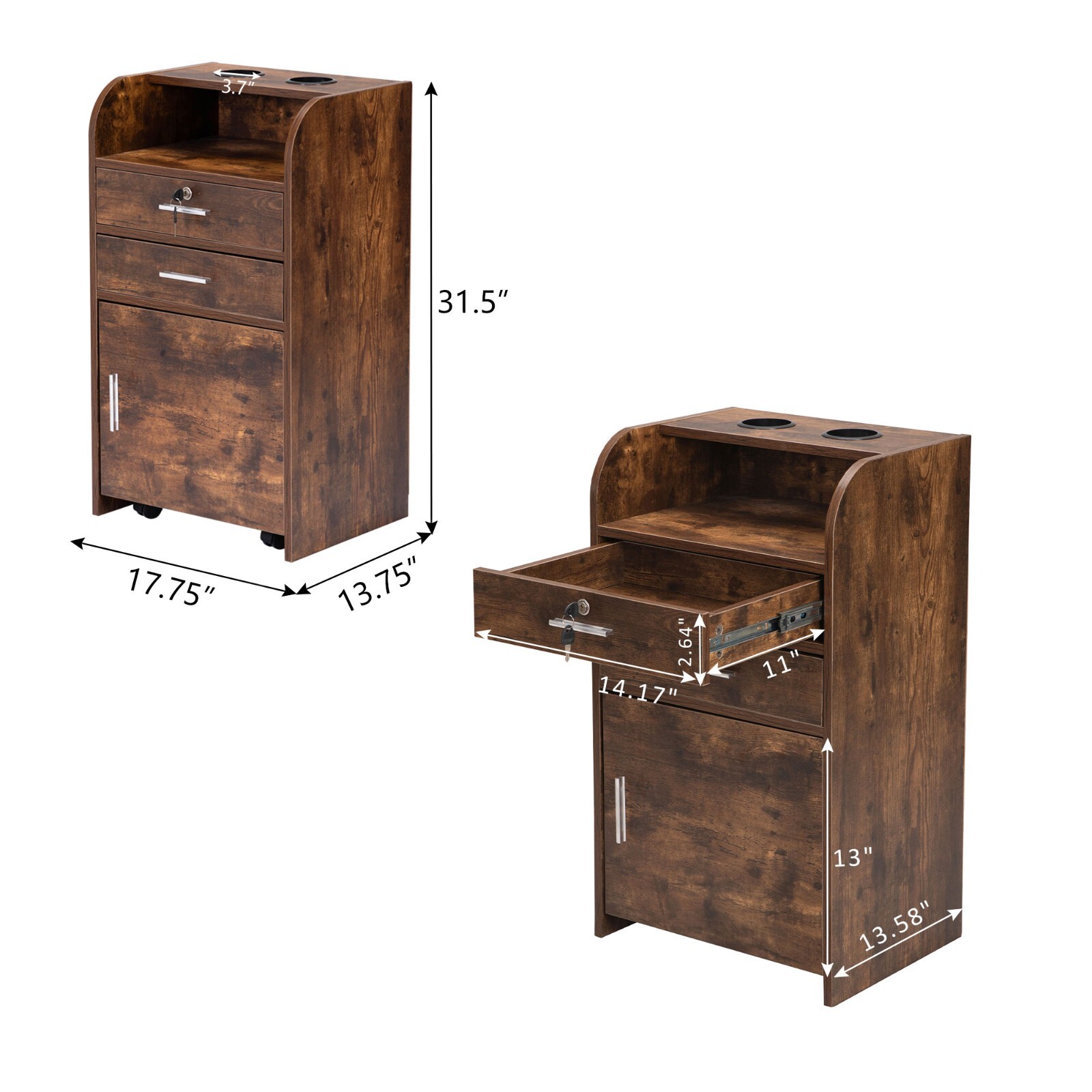 Hair Salon Trolley Wood Rolling Cart Salon Beauty Station Stylist ...