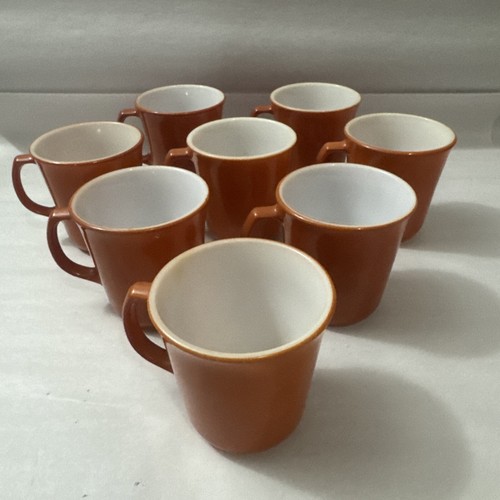 Lot of 6 Vintage Pyrex Burnt Orange Mug Microwave Safe Corning D Handle ...