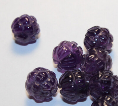 5 Carved Rare 8mm Amethyst Lotus Beads Estate Lot Jewelry Vtg | eBay