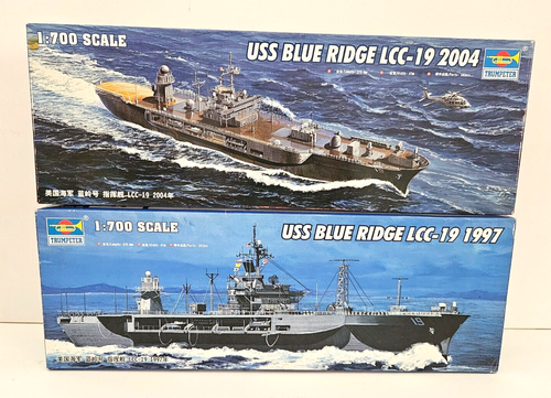 1/700 TRUMPETER 2X LOT USS BLUE RIDGE LCC-19 1997 + 2004 NEW PLASTIC ...