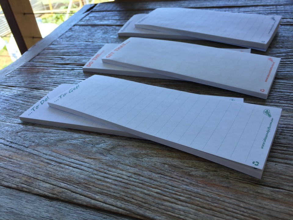 4 Notepads Unbleached 100% Recycled Paper Eco Stationery Shopping To Do ...