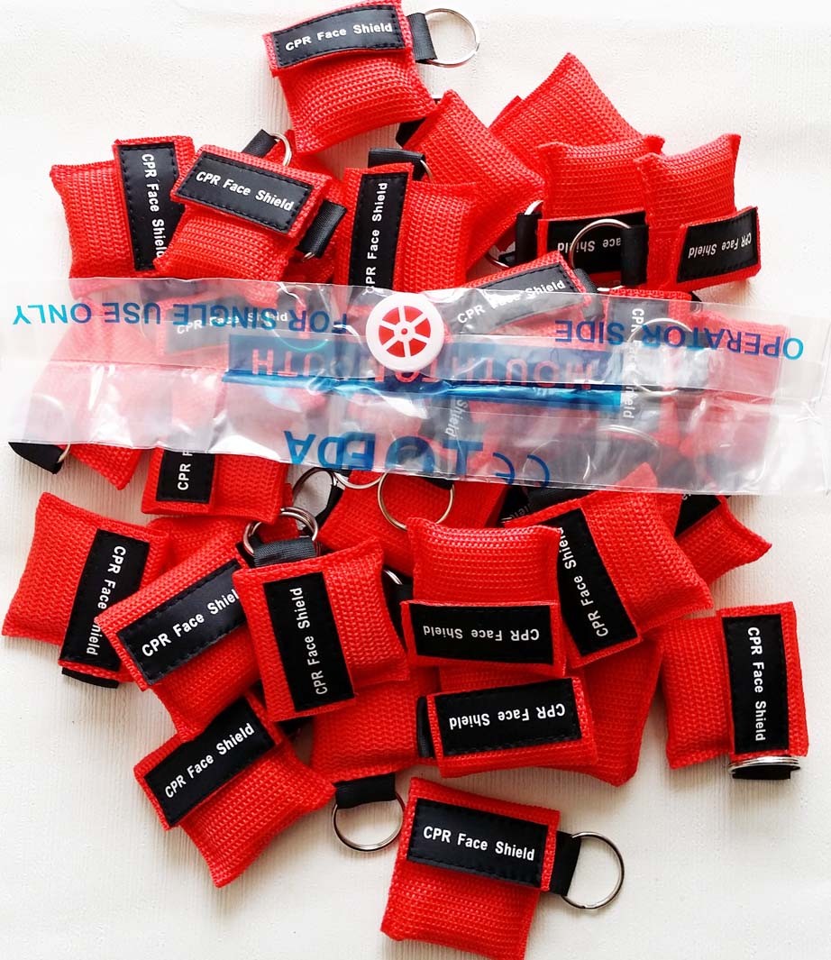 100pcs Red CPR Mask with Keychain Face Shield key AED Key Chain cpr ...