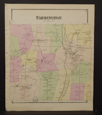 New Hampshire Strafford County Map Farmington Township 1871 Y15#09 | eBay