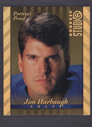 1997 STUDIO GOLD PORTRAIT PROOF #13 JIM HARBAUGH EXECUTIVE PROMO #XXXX ...