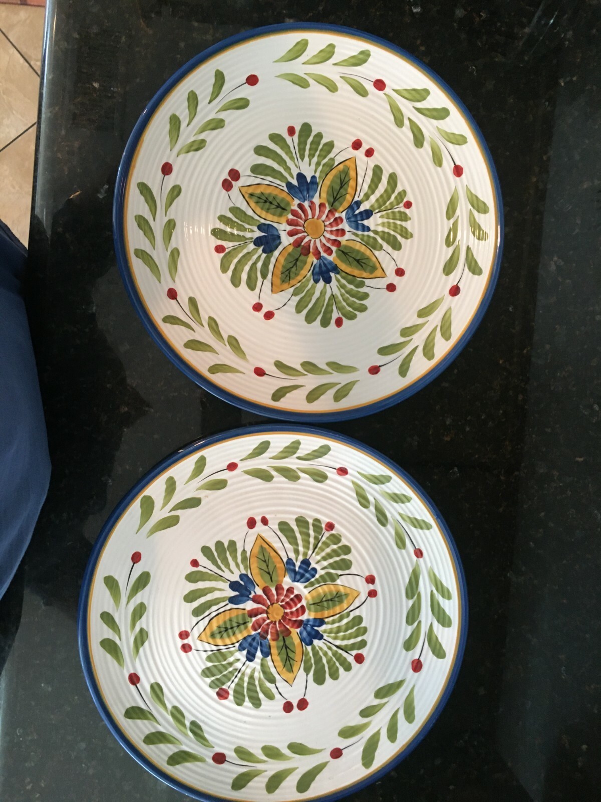 Beautiful 2 Valencia large Platters 13.5" Hand Painted StoneLite Clay ...