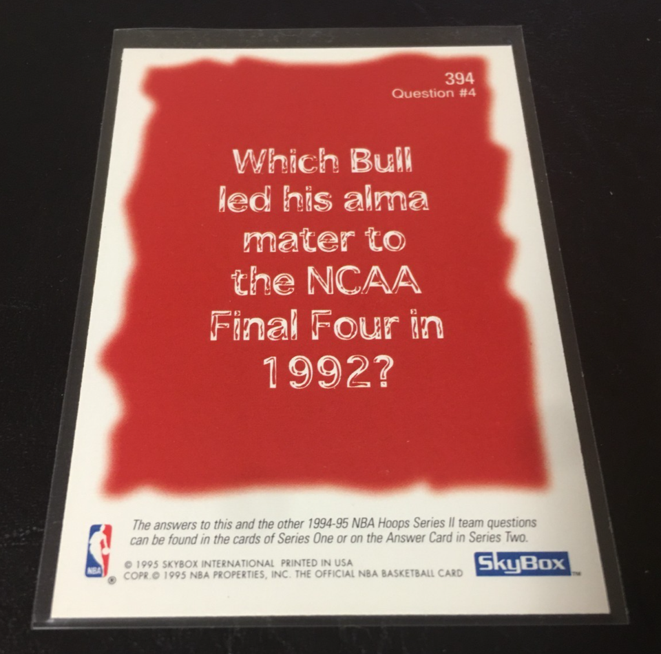 Chicago Bulls Team Logo Card #394 1994-1995 SkyBox NBA Hoops Series II ...