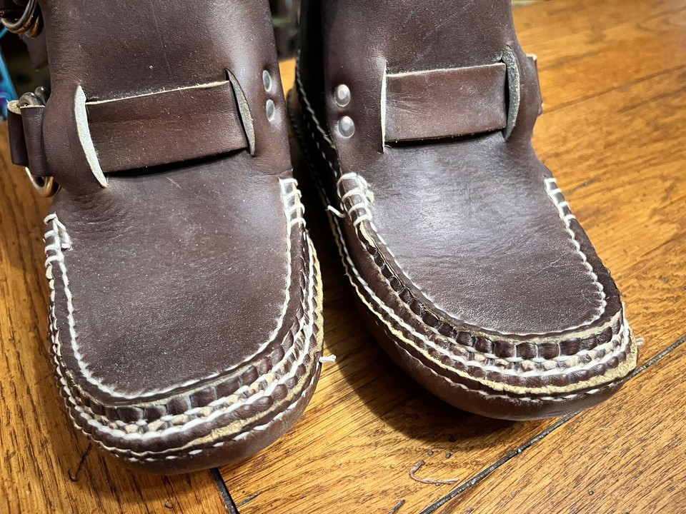 VINTAGE MENS HANDMADE THICK LEATHER CARL DYER? QUODDY? ARROW? MOCCASINS ...