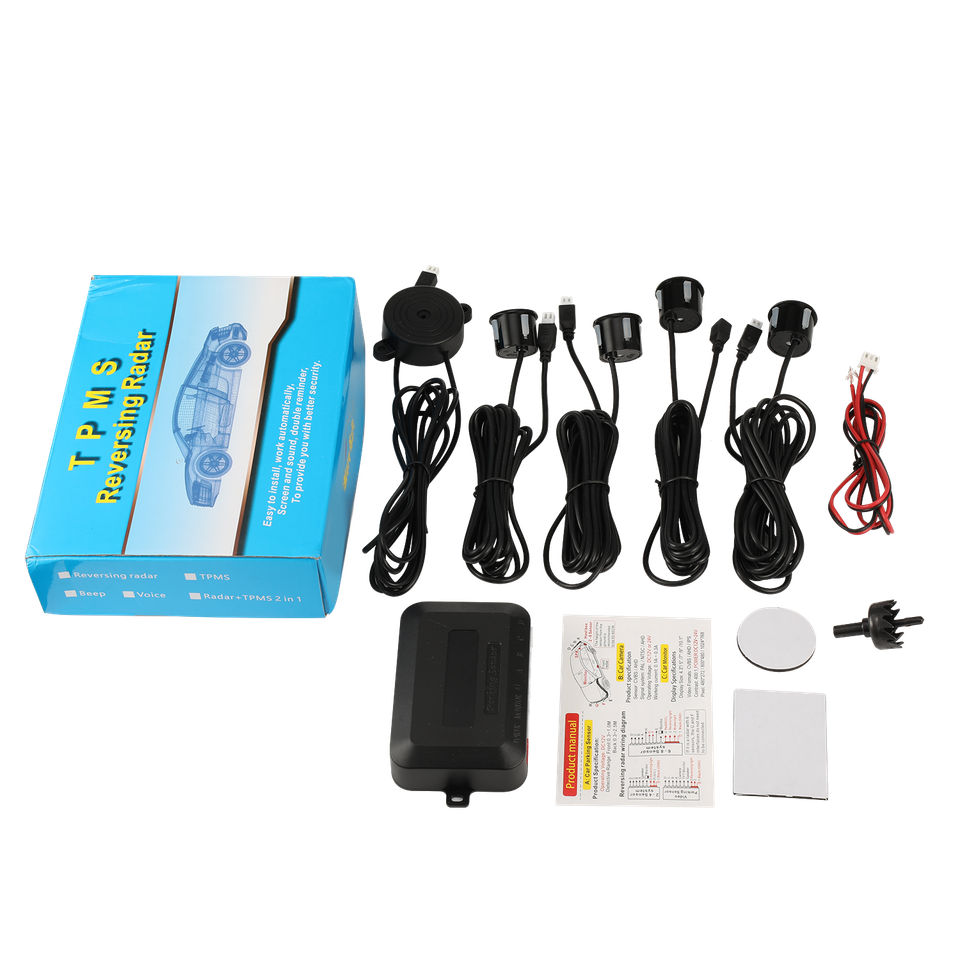 4x Black Parking Sensors Car Reverse Backup Rear Radar Alert System ...