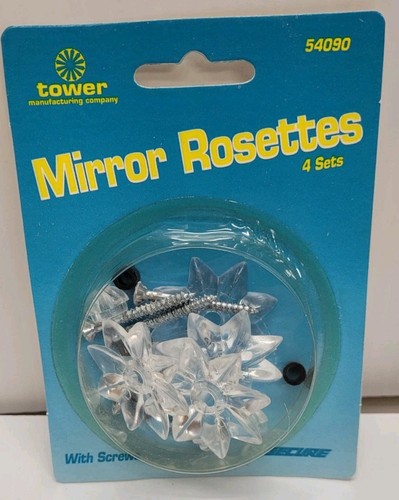 4 VINTAGE Tower MFG CLEAR MIRROR STAR ROSETTES & SCREWS, HARDWARE NOS ...