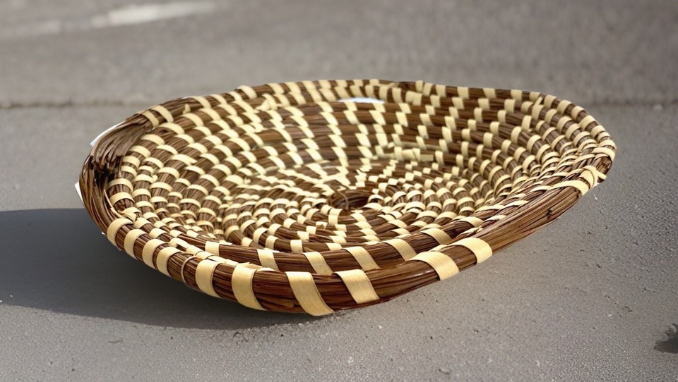 Vintage Gullah/Low Country Basket Tray, Pine Needles & Palmetto Palm ...