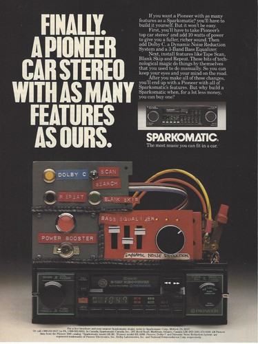1986 Sparkomatic Car Stereo SR-315 Pioneer vintage print ad 80's ...