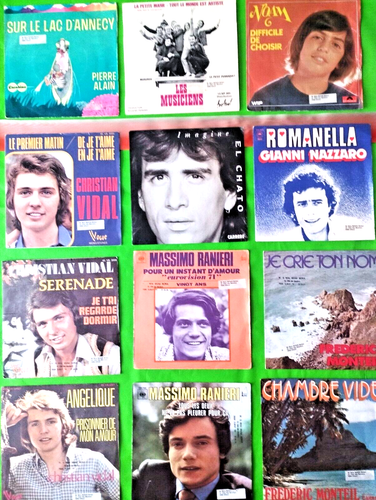 LOT 12 DISQUES 45 TOURS CHRISTIAN VIDAL FREDERIC MONTIEL NOAM MASSIMO ...