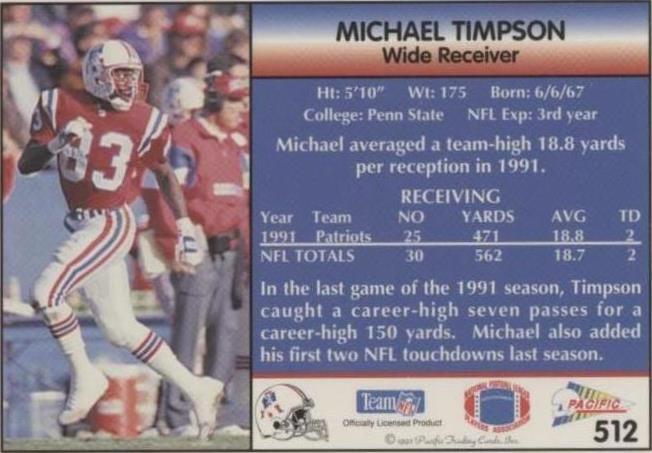Las mejores ofertas en 1992 Pacific Michael Timpson #512 | eBay