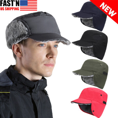 Winter Hat with Ear Flaps Thermal Warmer Snow Ski Cap Flat Cap for Cold ...