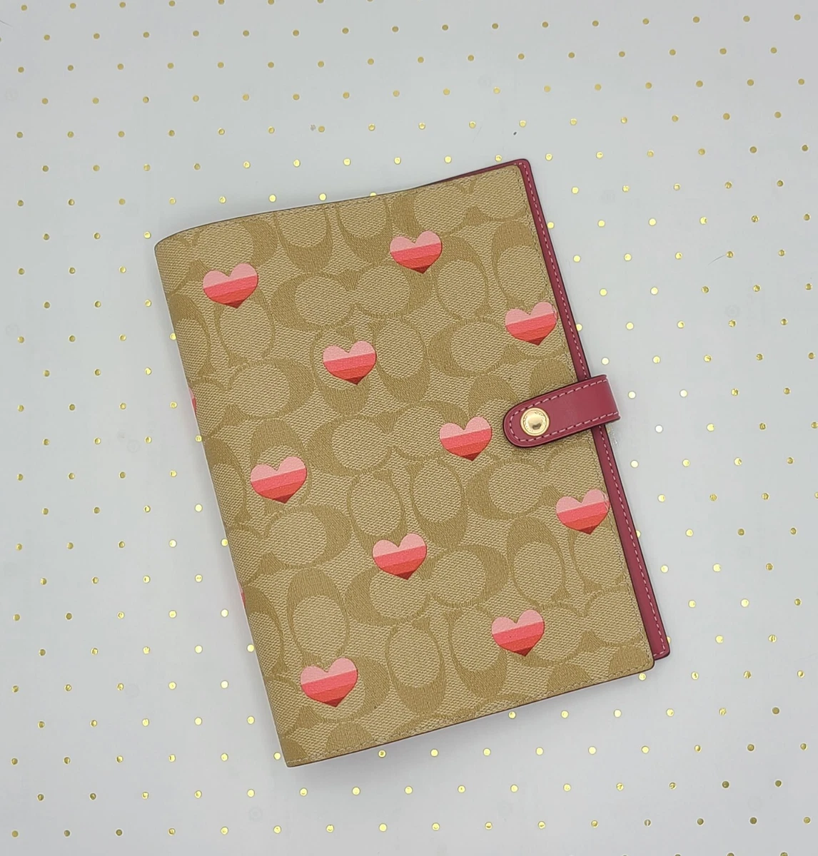 buy and offers Coach Notebook In Signature Canvas With Heart Print