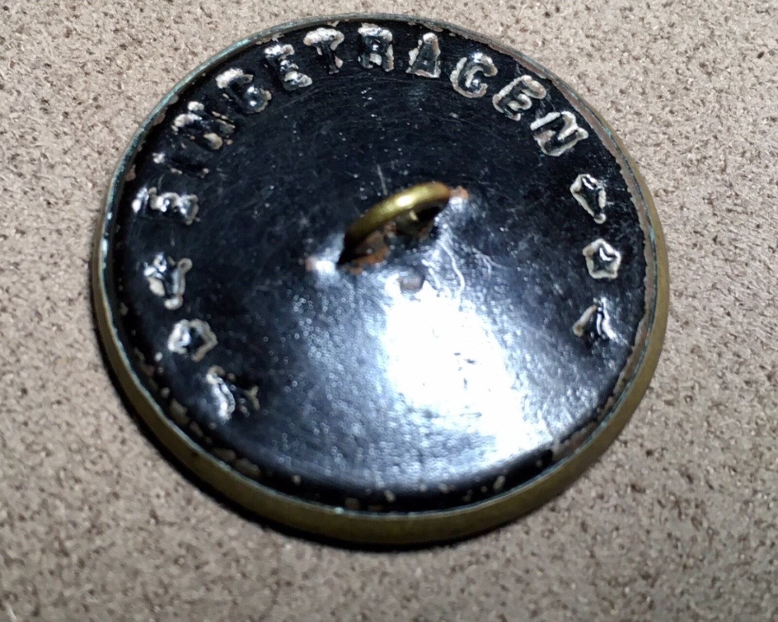 Antique German Button Man Sitting on Box Beneath a Tree w Shank German ...