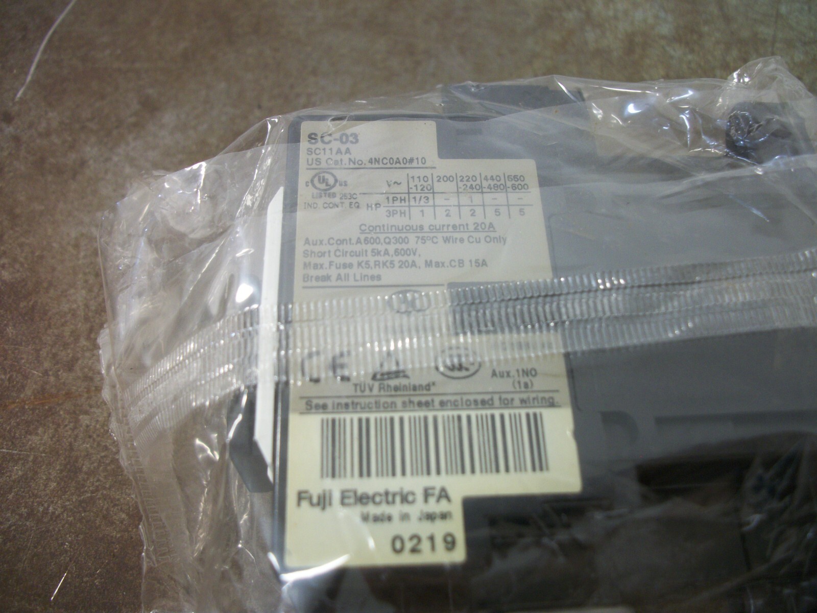 FUJI SC-03 SC11AA CONTACTOR 4NC0A0#10 20AMP 110VCOIL 3PH 600V 5HP NEW ...