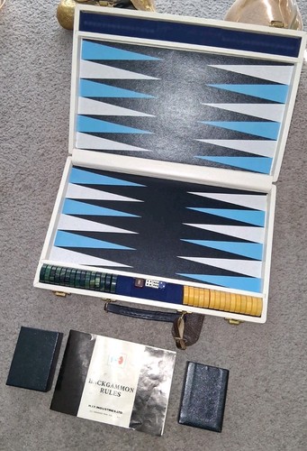 Vintage Backgammon Set HIT Industries Blue Moon COMPLETE With Bakelite ...