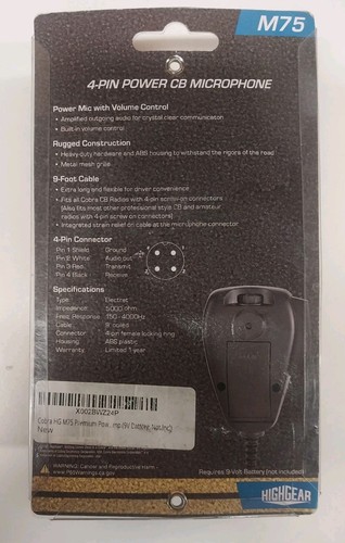 Cobra Hgm75 Hg M75 4 Pin Power Mike Microphone Cb Radio for sale online ...
