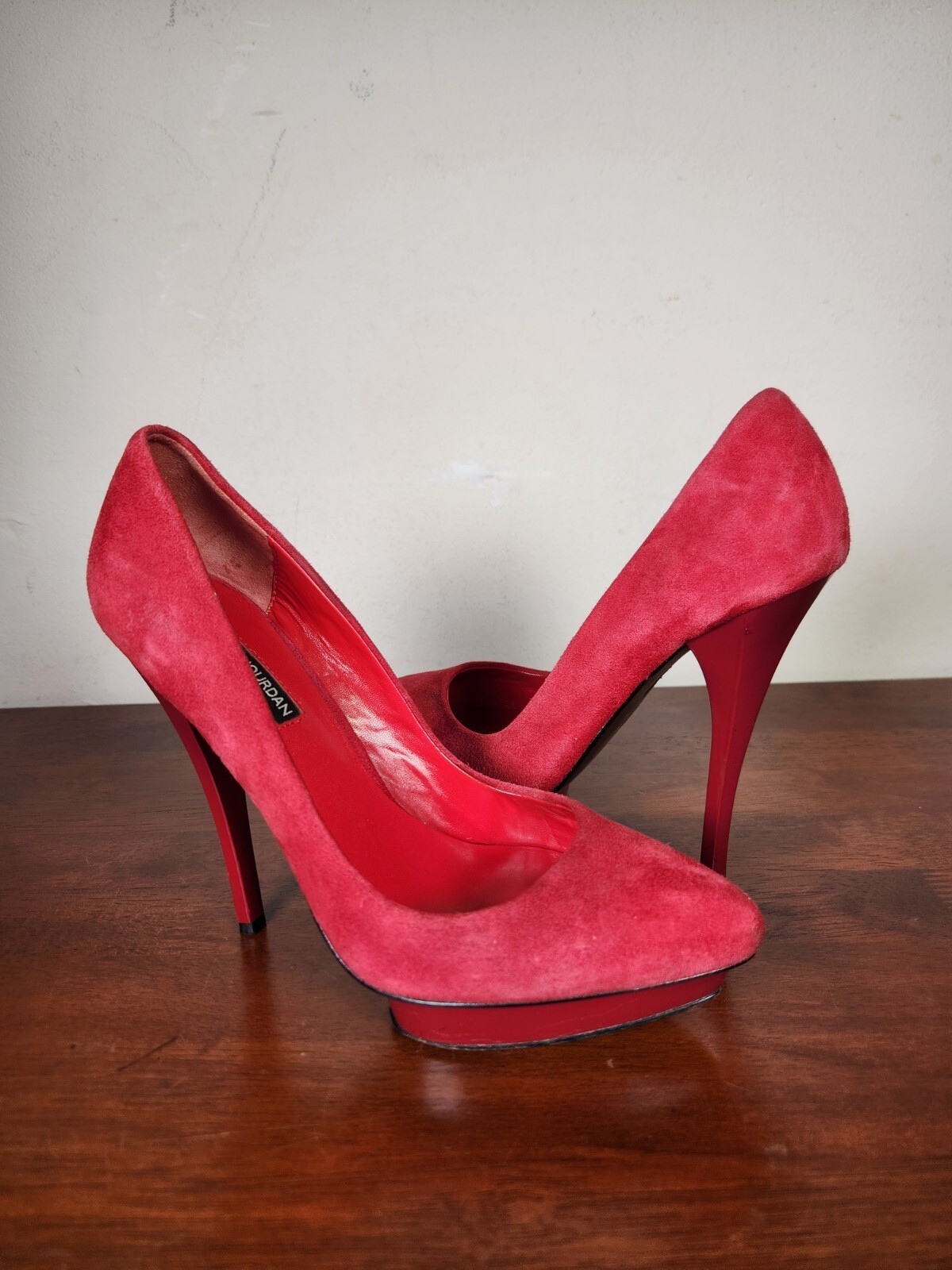 Charles Jourdan Paris Red Suede Leather Pumps Platfor… - Gem