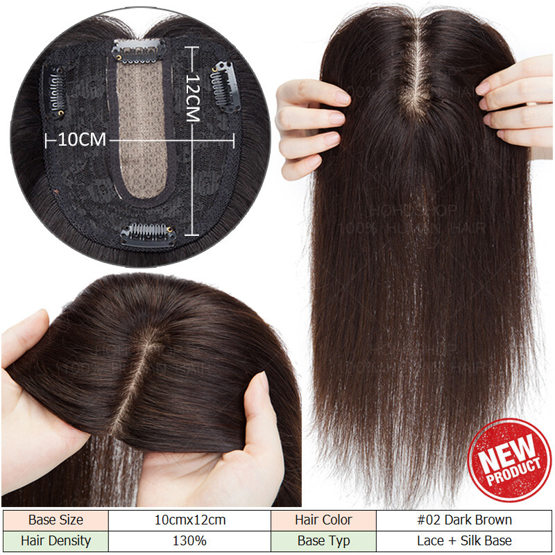 Damen Toupet 100% Echthaar Remy Hair Extensions Clip In Topper Toupee ...