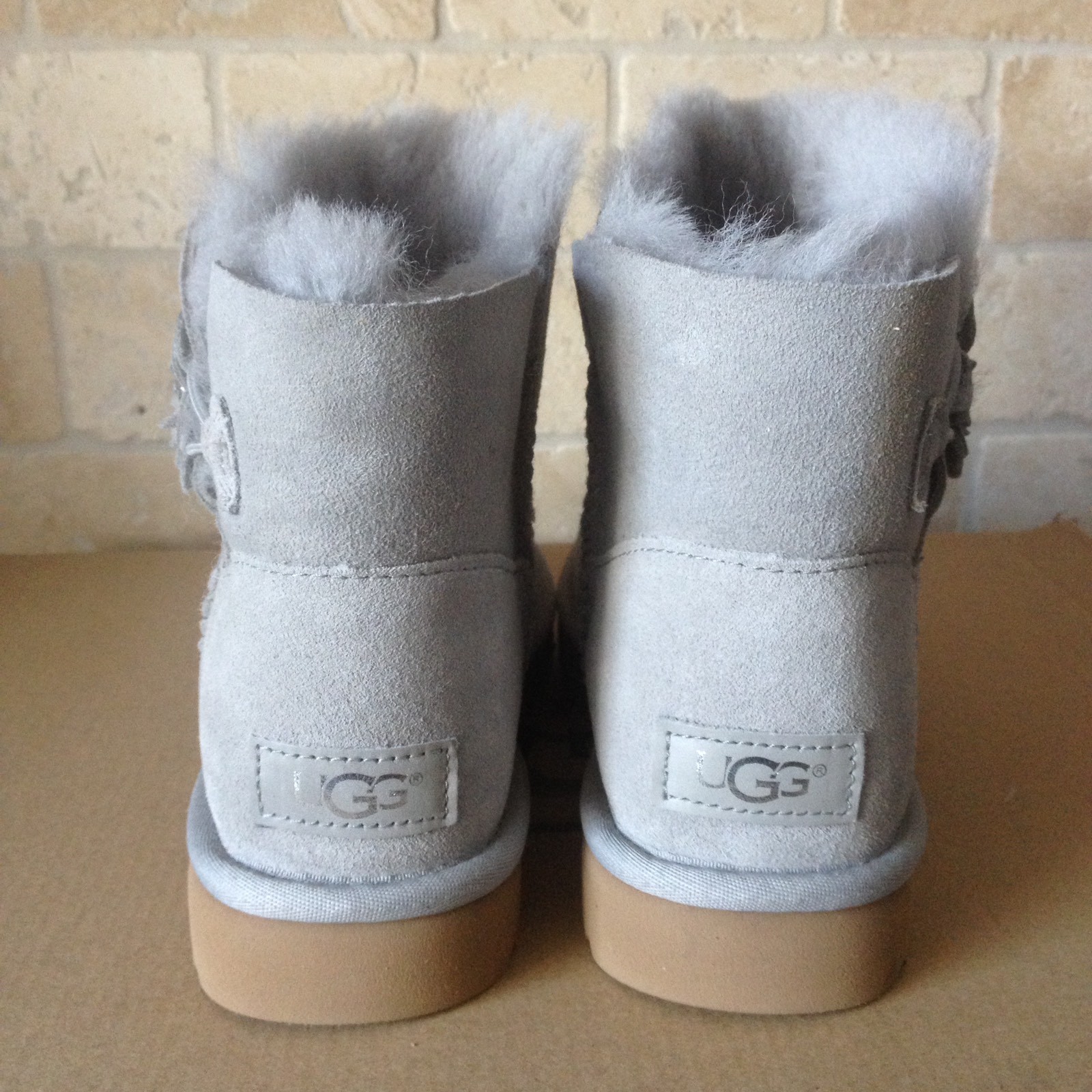 UGG Mini Bailey Petal Bling Swarovski Seal Grey Suede Boots Size US 5 ...