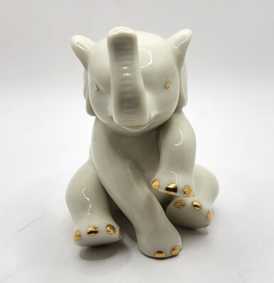 Classic Lenox Bone China Mini Elephant Figurine Trimmed In Gold 2.5" X ...
