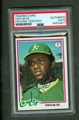 Vida Blue 1978 Topps #680 A's PSA Authentic Encased On Card Autograph ...