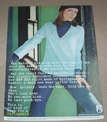 1965 print ad - Springmaid New Era Gambit clothing fashion Advertising ...