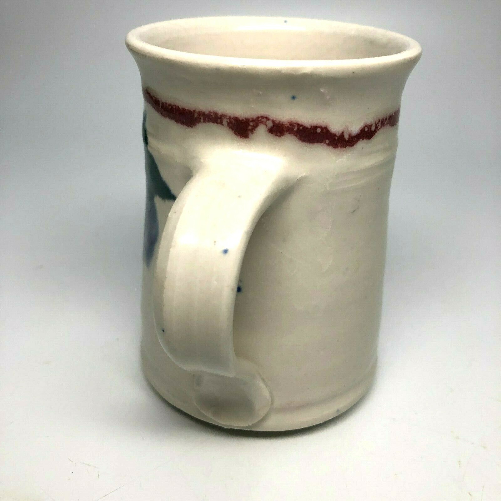 NC Handcrafted Pottery by Nancy Redman Signed Blue Floral Design Mug ...