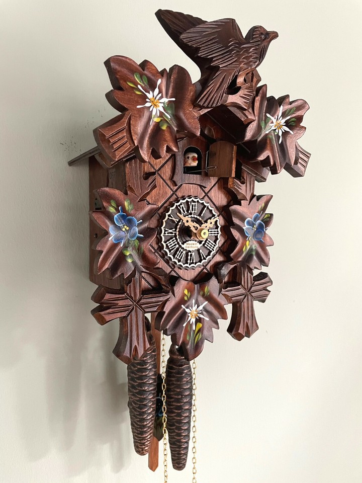 cuckoo clock black forest 1 day original german wood carving mechanical ...