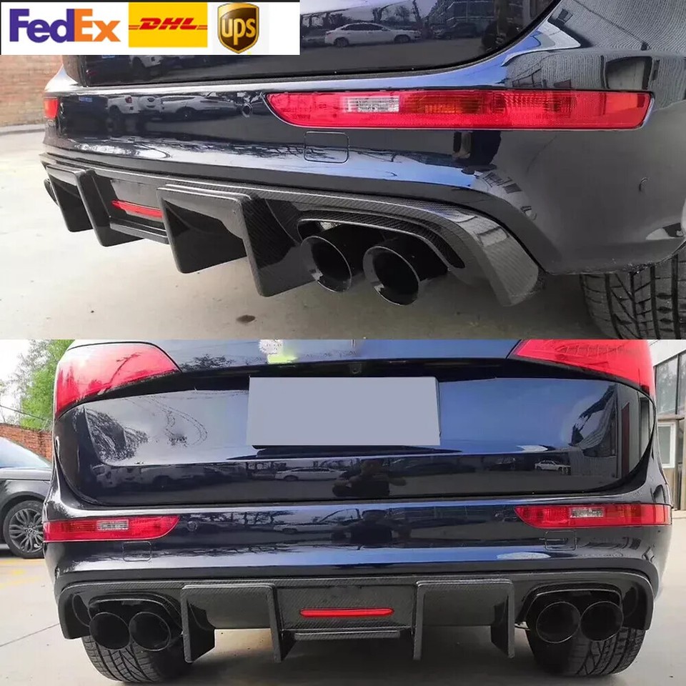 Real Carbon Rear Bumper Diffuser Lip With LED Lights For Audi Q5 SQ5 ...