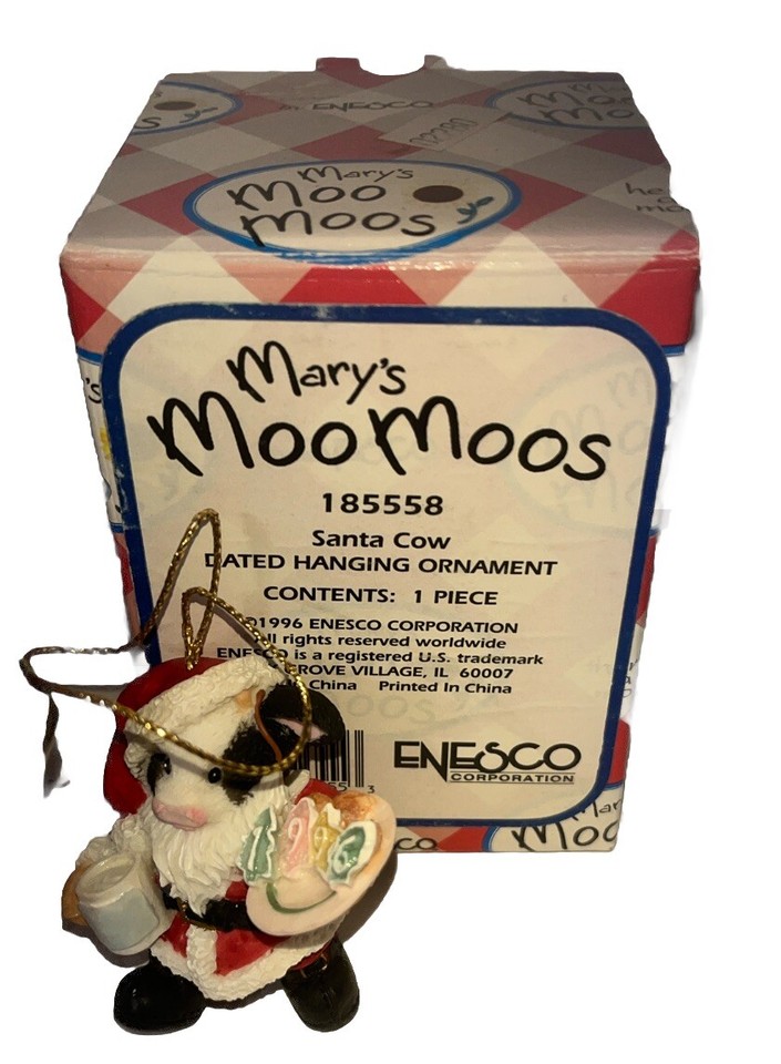 Marys Moo Moos Christmas Ornament Santa Cookies & Milk Cow Figurine ...